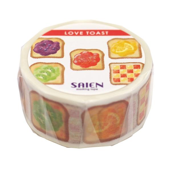 こんがりとトーストされた食パンの上に、さまざまな食材が乗っています。どれもとても美味しそうに見えるマスキングテープです。テープ幅20ミリ×長さ7メートル: 600000025316: 200000004980: