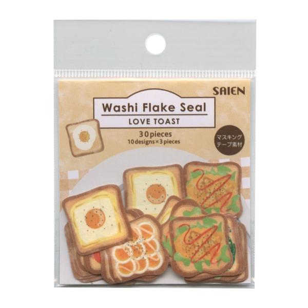 こんがりとトーストされた食パンの上に、さまざまな食材が乗っています。どれもとても美味しそうなトースト柄のシールです。10種×各3枚入 計30枚入り: 600000025318: 200000004981: