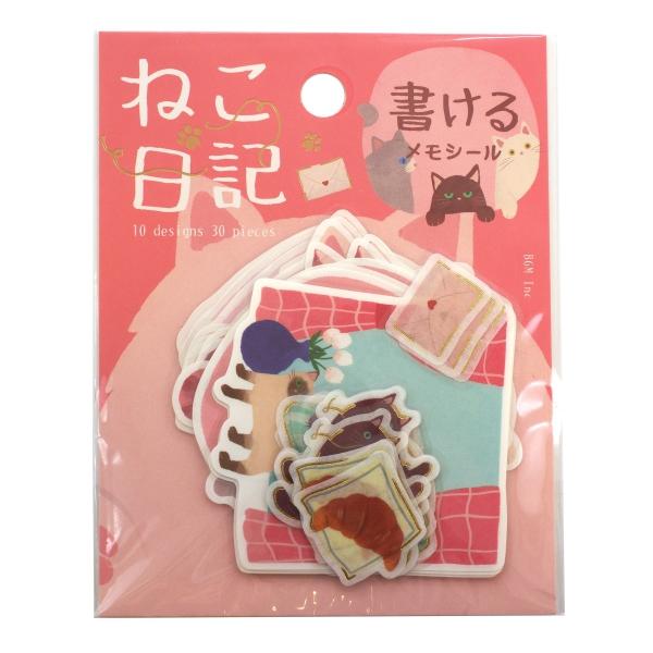 紙素材のメモシール+和紙素材(デコパーツ)のフレークシールです。かわいい猫をモチーフにした書き込めるメモシールのシリーズ。大きめ5柄は上質紙のメモシールで水性ペンでも滲まず書き込むことができます。小さめ5柄は和紙素材のフレークシール。大きめ...