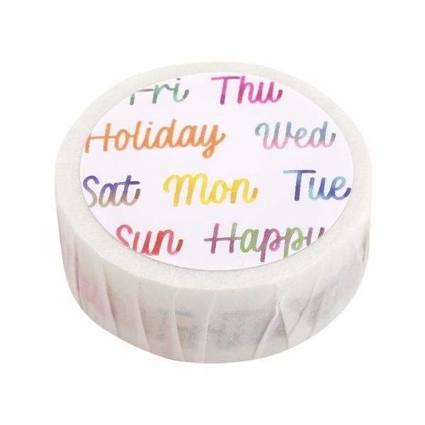 ハンドレタリング作家「bechori」さんが手書きで描いた文字をスキャンしたマスキングテープ。スケジュール管理やダイアリーに使える曜日の柄です。幅15mm×長さ7m: 600000026338: 200000005483: