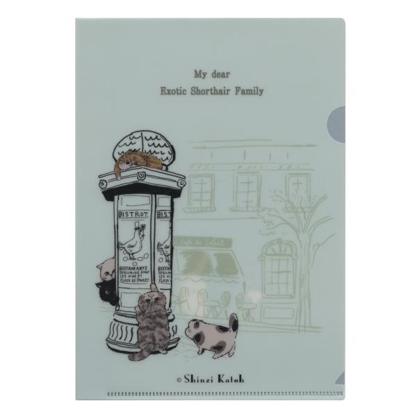Shinzi Katoh/シンジカトウさんがデザインした、暮らしに溶け込む猫の姿を描いたMy dear catsシリーズ。書類の仕分けにちょうどよい、かわいらしい猫のイラストが描かれたA5サイズのクリアファイルです。: 6000000263...