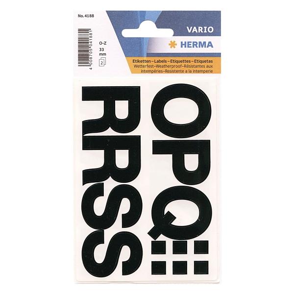 防水仕様のシールです。屋外での使用にも便利です。※シールは、アルファベットの形に切り抜かれていますアルファベット：O-ZサイズO：横約30mm、縦約34mm　P：横約24mm、縦約32mmQ：横約29mm、縦約35mm※文字の仕様が、従来の...