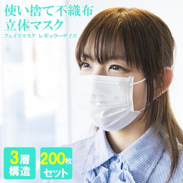 【商品説明】使い捨てマスク　ホワイト【サイズ】約9.5cm×約17.5cm【商品仕様】50枚入り×4パックノーズワイヤー入り【素材】<br>ポリプロピレン、ポリエチレン、ポリウレタン