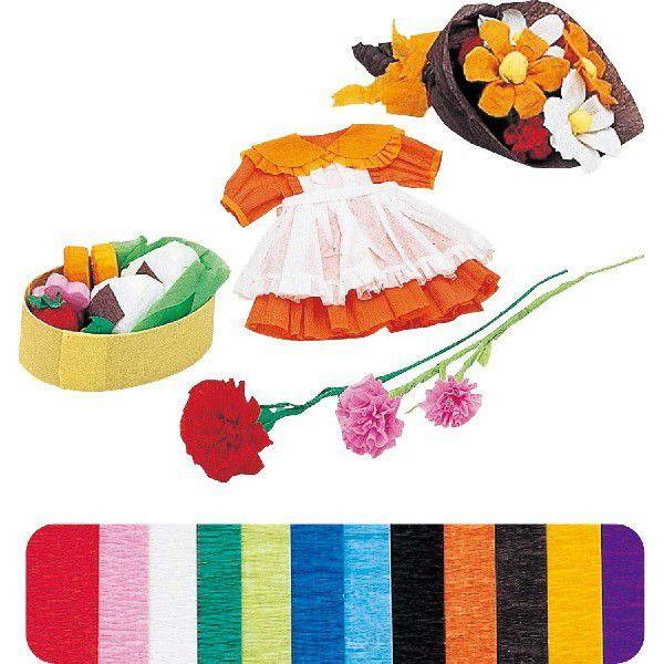 メール便サイズを超える数量は宅配便になります〜細かなしわをよせた紙で工作に最適です。カラー：赤、緑、青、水色、橙、黄