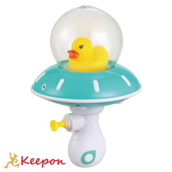 アヒルが水に浮かぶUFO型のかわいい水てっぽうです。夏の水遊びやお風呂タイムにおすすめです。サイズ：110×160×120mm材質：PS、ABS