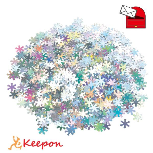 キラキラ輝く雪の結晶！クリスマス工作にぴったりのスパンコール！！雪の結晶をモチーフにしたスパンコールです。キラキラと輝く素材で、スノードームやレジン、カード作りなど幅広い工作に使えます。光の角度で色が変わるホログラム素材で、作品を華やかに演...