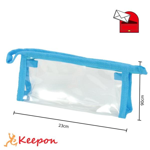 中身がひと目でわかる！使い勝手抜群のクリアポーチ！見た目がスッキリおしゃれなブルー縁取りのクリアポーチです。お気に入りの小物や文具をキレイに収納できます。透明素材だから中身の確認がしやすく、取り出しもスムーズ。軽量で持ち運びやすく、普段使い...