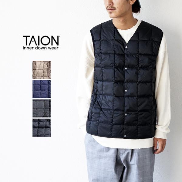 TAION (タイオン)V NECK BUTTON DOWN VESTVネックボタンダウンベストブランド定番中の定番アイテムであるオーソドックスなインナーダウンベストです。インナーダウンなのでややタイトなフィット感です。カットソーやシャツ程...