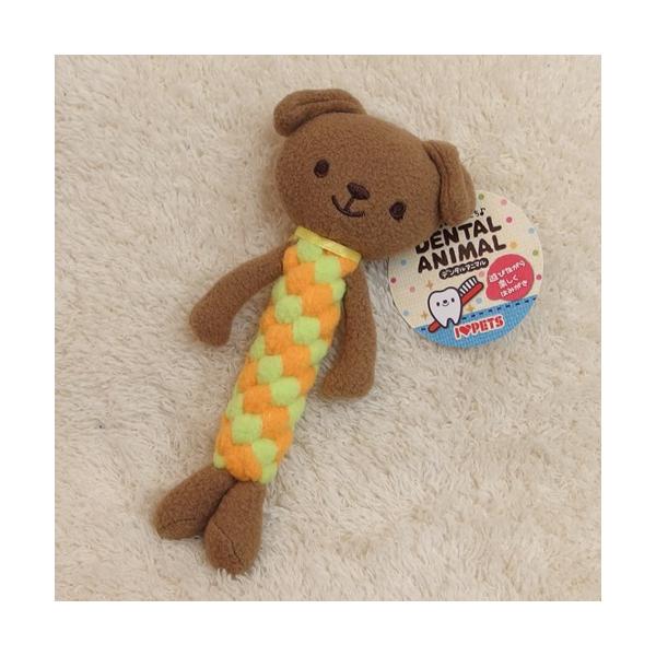ワンちゃんが、遊びながら編んだところを噛むことでデンタル効果が期待できますよ！コットンのロープと比べ小型犬でも柔らかな噛みごこちです。小型犬も遊びやすいサイズです。頭の部分に鳴り笛が入っています。●サイズ：約65×50×160mm●材質：ポ...