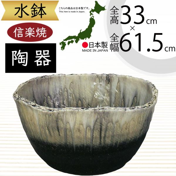 信楽焼 水鉢 睡蓮鉢 スイレン鉢 器 インテリア 和風 国産品 日本製 おしゃれ 人気 おすすめメダカや金魚といった生き物の生育をはじめ、蓮の花など水生植物の観賞（ビオトープ）にご使用いただける水鉢です。広いスペースや池がなくても庭やバルコ...