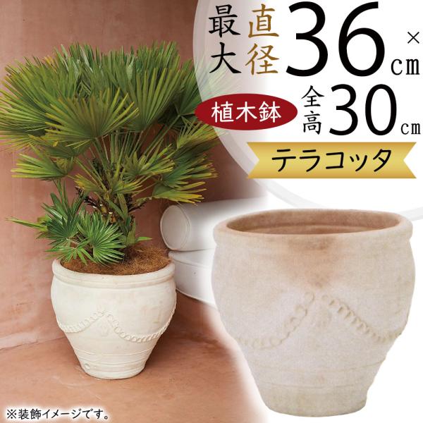 テラコッタ 植木鉢 プランター おしゃれ 鉢 器 ポット 観葉鉢 インテリア 人気 チュニジアン地中海の異国情緒溢れるホワイトパティーナテラコッタ。白っぽいので柔らかく見えますが、実際に触っていただくと堅牢でしっかりしている植木鉢です。外寸...