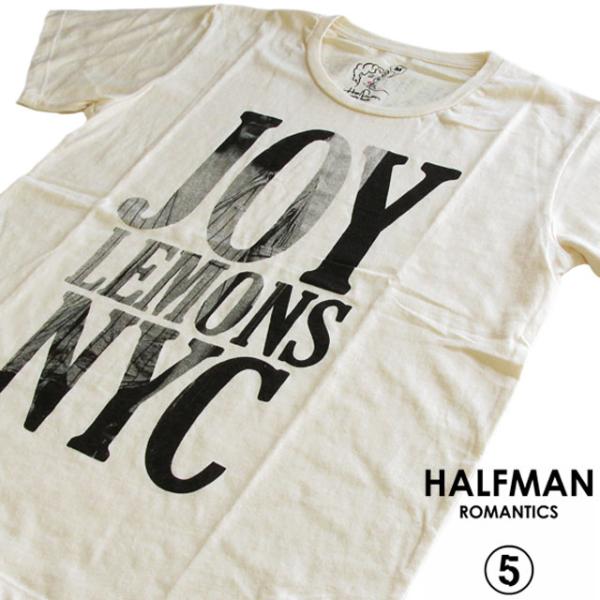 【クリックポスト発送】HALFMAN ハーフマンJOY LEMONS NYCメンズ Tシャツ綿とポリエステルの混合ボディーになっています。やわらかく伸縮性のある着心地です。フィット感もバッチリ「オフホワイト」という設定ですが、アイボリー系の...