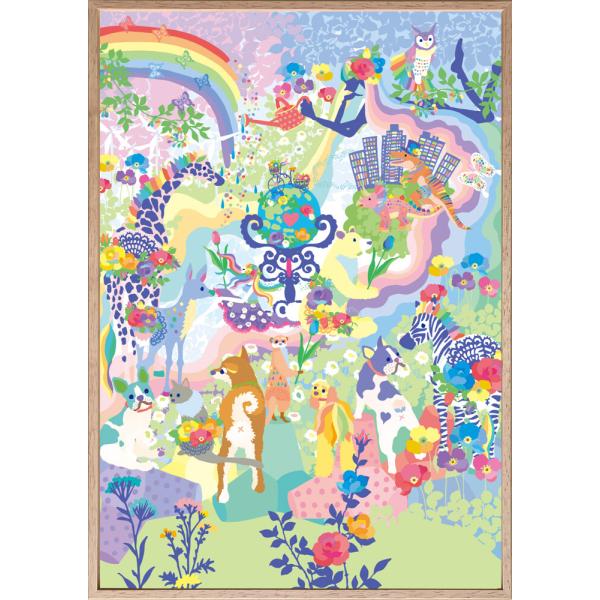 イラストレーター・ホラグチカヨによるフレームアート。動物や植物をモチーフにしたカラフルで夢のある世界観が魅力。リビングや寝室、店舗ディスプレイなど空間を華やかに彩ります。■おすすめポイント・ホラグチカヨのカラフルなアート作品・動物モチーフの...