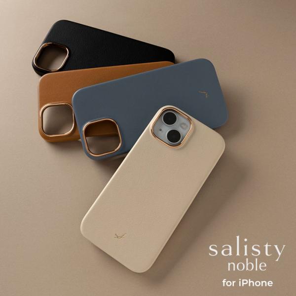 繊細なゴールドラインと上質なレザー。手元を美しく魅せるスマホケース。 商品salisty magsafe レザーハードケース 対応機種iPhone15 / iPhone14 / iPhone13 カラーブラッククリームキャラメルグレイッシュ...