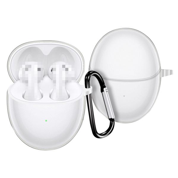 HUAWEI FreeBuds 5 ワイヤレスイヤホン ケース カラビナ付き TPU 透明 保護ケース 衝撃吸収 ファーウェイ FreeBuds 5 カバー シンプル おしゃれ おすすめファーウェイ フリーバッズ 5 TPU アクセサリー 収納