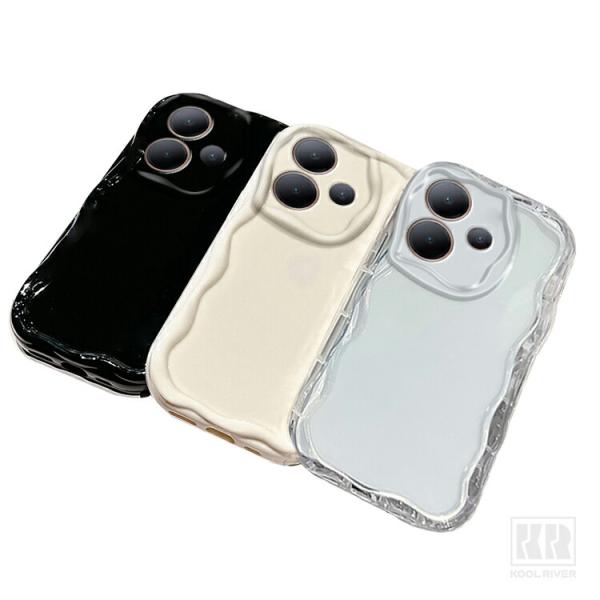 クリア 透明 波状 ソフト ケース 耐衝撃ケース ストラップホール付き 小米 シャオミ リドミーノート12R/リドミ 12 5G 衝撃吸収 android スマホケース スマホカバー