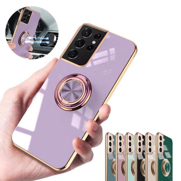 Samsung Galaxy S21/S21+/S21 Ultra クリアケース/カバー メッキ TPU 一体型スマホリング付き ソフト カバー 透明ケース/カバー ギャラクシー S21/S21 サムスン ギャラクシーS21 5G SCG0...