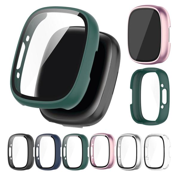 Fitbit Versa4 ケース Fitbit sense2 カバー 液晶面強化ガラス 全面保護 液晶保護ケース フィルム一体 ハードケース 単色/クリアフィットビット ヴァーサ 4/フィットビット センス2