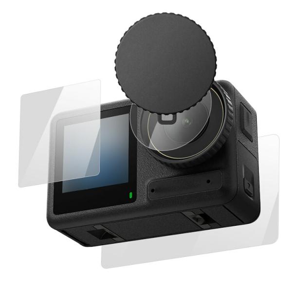 DJI Osmo Action 4 ガラスフィルム 強化ガラス レンズ保護フィルム+液晶保護フィルム + サブディスプレイ液晶保護フィルム+レンズカバー付き オスモDJI オスモ アクション4 保護フィルム 液晶保護 シールド