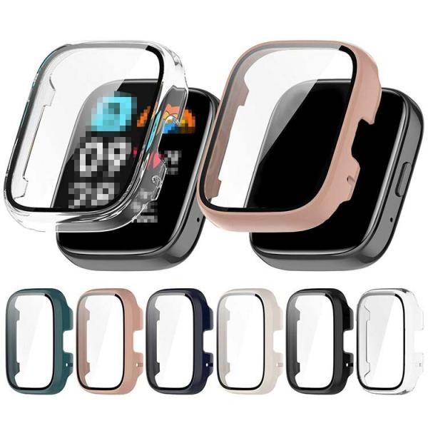 Redmi Watch 3 Active ケース カバー 強化ガラス ガラスフィルム付き 全面保護 液晶保護ケース シャオミ レッドミウォッチ3 アクティブ 単色/クリアプラスチック+強化ガラス 液晶保護カバー 小米 シャオミ