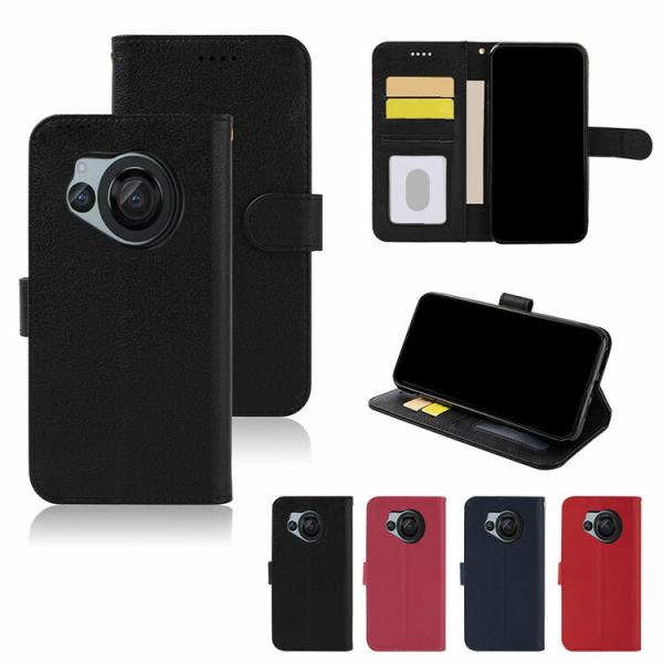 SHARP AQUOS R8 ケース AQUOS R8 Pro 手帳型 カバー PUレザー 手帳型レザーケース スタンド機能 カード収納 紐 ストラップホール付き シャープ アクオス R8PUレザー 手帳型レザーケース シャープ アクオス R8