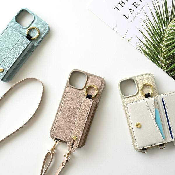 商品名:多機種対応 スマホケース カラー リアケース ベルト付き 2つ折りカードケース スマホショルダー対応 カード入れ カードケース付き ニュアンスカラー くすみカラー 落下防止 iphone se3 iPhone15 iPhone14 ...