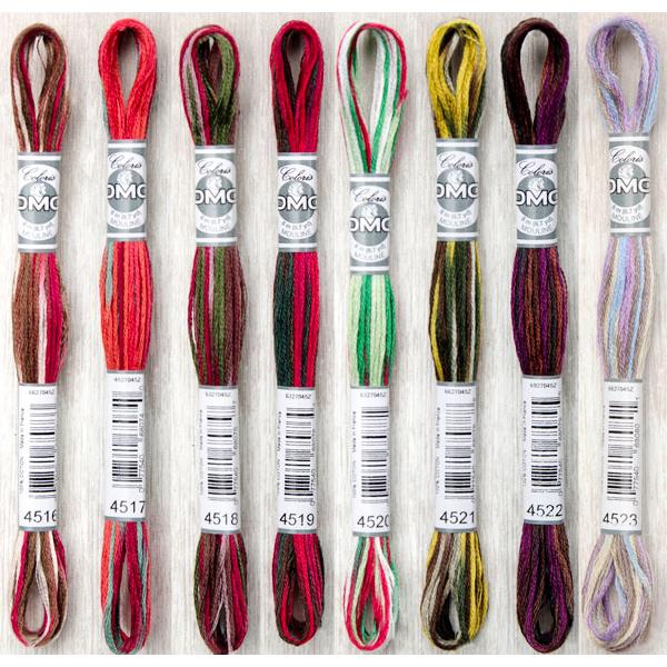 注文個数によりお届け予定日が変更になる場合があります。※在庫ありの商品でも、店頭の在庫と共有しております為、取り寄せになる場合があります。SceneColiris(コロリ）は、4色がひとつの糸に繋がったマルチカラーの25番刺しゅう糸。ただシ...