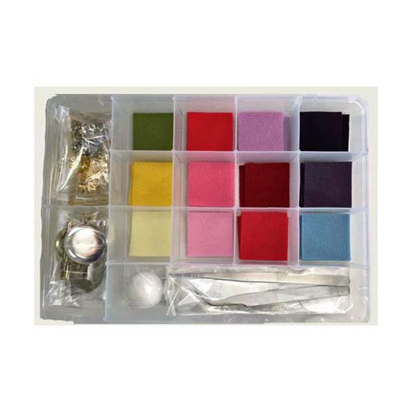 注文個数によりお届け予定日が変更になる場合があります。※在庫ありの商品でも、店頭の在庫と共有しております為、取り寄せになる場合があります。つまみ細工シリーズつまみ細工はじめてさんにスターターセット！！[内容]・一越ちりめんカット　3.5×3...