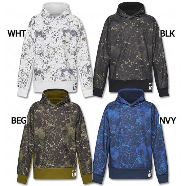 圧倒的な人気を誇るアスレタ、大人/メンズ用スウェットトップ。グラフィックデザインが印象的なプルオーバーパーカー。暖かい裏起毛仕様。素材：スパンPOLY裏起毛ニット品質：本体表面、本体裏面、別布/ポリエステル100％　本体中層/ポリウレタンフ...