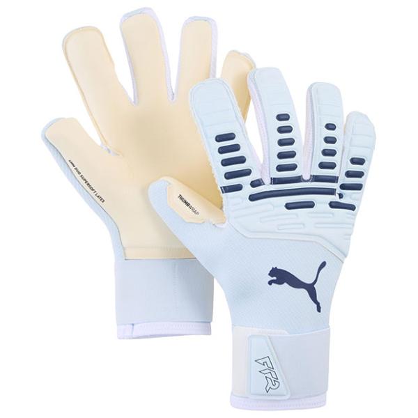 プーマ、大人/メンズ用GKグローブ。フューチャーシリーズとデザイン連動したゴールキーパーグローブ。インシームカットとガンカットを組み合わせ、キャッチエリアを最大化するハイブリッドカットモデル。素材：ラバー、合成繊維(ポリエステル)、合成樹脂...