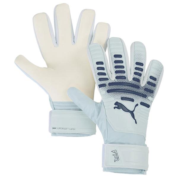 プーマ、供/ジュニア/キッズ用GKグローブ。フューチャーシリーズとデザイン連動したゴールキーパーグローブ。ネガティブカットモデル。素材：ラバー、合成皮革(ポリウレタン)カラー：ミントジェリーモデル：2026年春夏