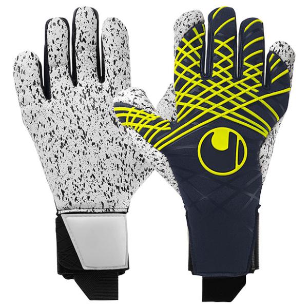 ウールシュポルト、大人/メンズ用GKグローブ。ハイグリップラテックスを表面に加工し、高いグリップ力と粘着性を実現しながら耐久性やクッション性にも優れる「スーパーグリップ+」のハーフネガティブカットモデル。◆取り扱い店舗限定アイテム◆リバウン...