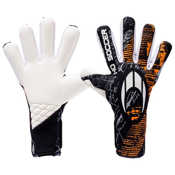 スペイン発のゴールキーパー用品専門ブランド・エイチオーサッカー、大人/メンズ用GKグローブ。特に晴天時に高いグリップ力を発揮するメガグリップを搭載した、ストラップレスハイモデル。着脱式ベルト付き。フィンガーカット：ネガティブカットパーム：メ...
