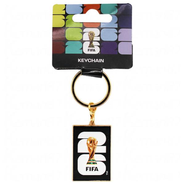 FIFAワールドカップ2026、キーホルダー。「FIFA WORLD CUP 2026」オフィシャルライセンスアイテム。大会公式エンブレム型チャーム付きキーリング。サイズ：F(フリー)モデル：2026年春夏