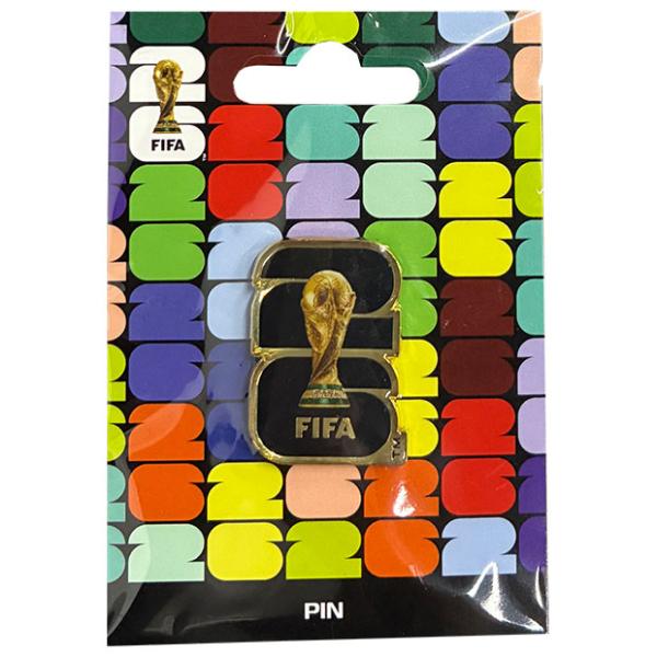 FIFAワールドカップ2026、ピンバッジ。「FIFA WORLD CUP 2026」オフィシャルライセンスアイテム。大会公式エンブレムデザインのピンズ。サイズ：F(フリー)モデル：2026年春夏