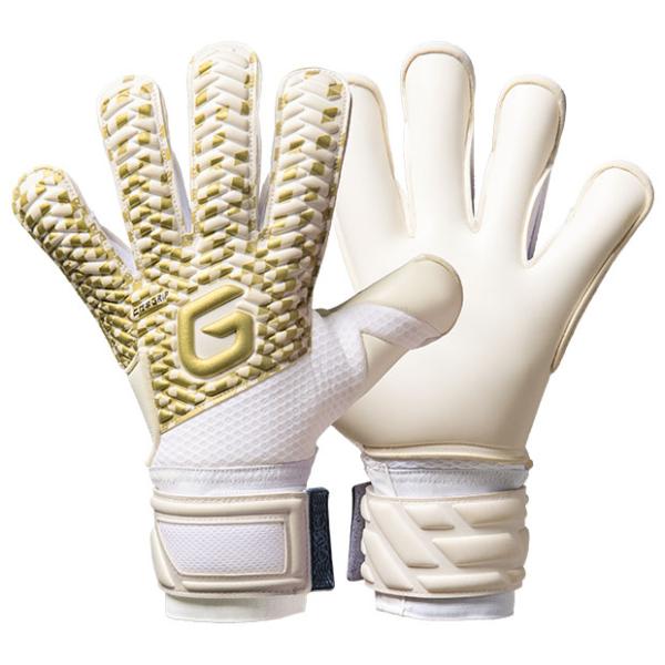 ガビック、大人/メンズ用GKグローブ。プロプレイヤーも着用する、キャッチング、安定性に優れたロールカットプロモデル。素材：パーム/吸(圧倒的グリップ力)　バックハンド/ヒガキGRIP　内部/ノンスリップゲルカラー：ホワイト×ゴールドモデル：...