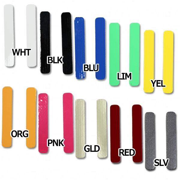 シューレスの結び目がほどけなくなるクリップ。主婦のアイディアから生まれた簡単便利アイテム。パフォーマンスの向上やお子様・お年寄りのひも靴に。素材：表/エナメル(ポリウレタン、TR)　裏/マジックテープ(6ナイロン)サイズ：F(80×13mm)