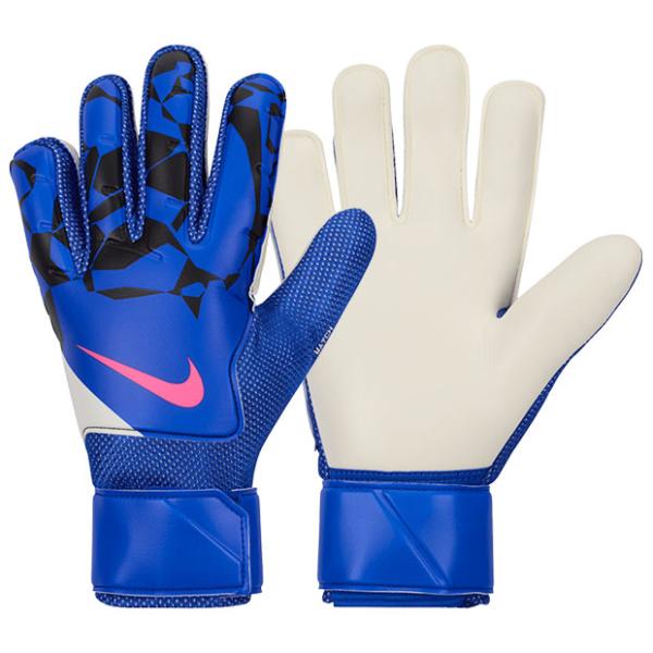 ナイキ、大人/メンズ用GKグローブ。手のひら部分のフォームパッドが難しいシュートの衝撃を吸収し、滑らかな表面がボールに対して優れたグリップを発揮。メッシュパネルで通気性を確保。カラー：レーサーブルー×ブラック×ピンクブラストモデル：2026年春夏