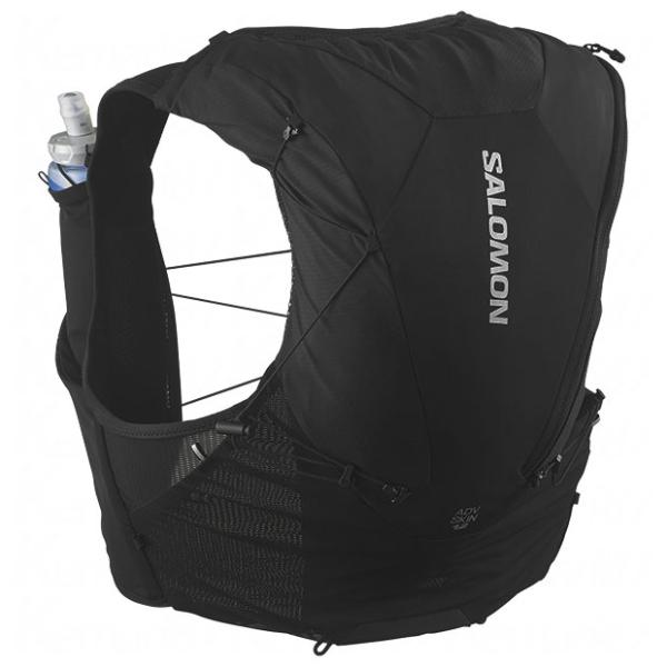 サロモン、大人/メンズ用ランニングベスト。長距離トレイルに最適な12Lサイズのランニングバックパックベスト。身体に心地よくフィットするSensiFitデザインと、負荷をバランス良く分散するY字型構造を採用。素早く簡単に水分補給ができ、フロン...