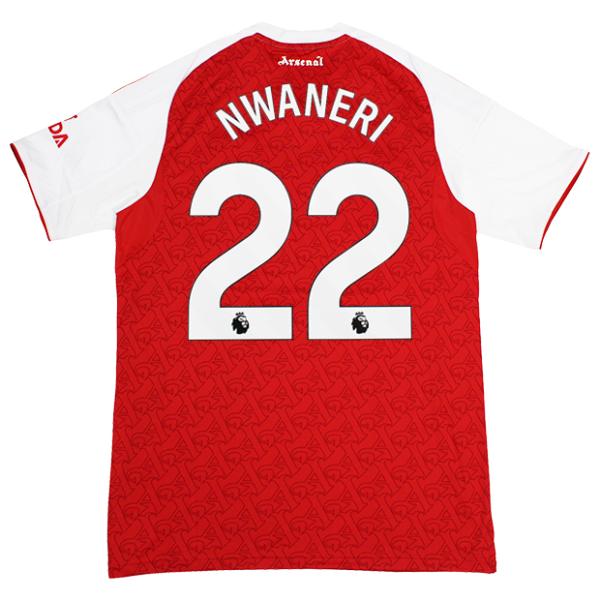 イングランド・プレミアリーグ、アーセナル、2025-2026年シーズンモデル、ホーム用レプリカユニフォーム。選手着用ユニフォームのレプリカモデル。伝統的な赤いボディと白い袖のデザインに、前面と背面に施されたヴィンテージエンブレムに由来するゴ...