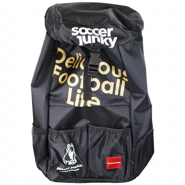 サッカージャンキー2015年春夏モデル、バックパック。旅のお供に最適なバッグ。練習や普段使いにもおすすめのリュックサック。サイズ：F(約32×50×18cm)カラー：ブラック