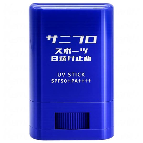 サニブロ、スティック型日焼け止め。SPF50+ PA++++で紫外線から肌を守り、試合や練習中も手軽に塗り直せるUVケアアイテム。手を汚さず快適に使えるスティックタイプ。白浮きしにくい透明タイプ。持ち運びしやすいコンパクトサイズ。内容量：約...