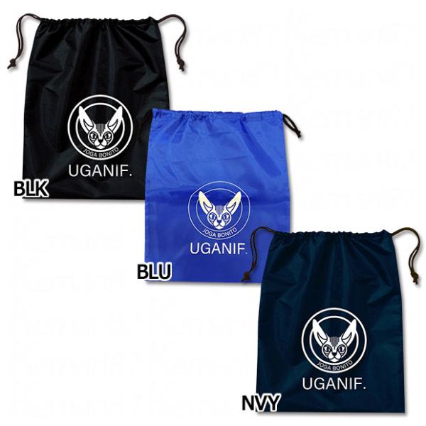 無毛猫・スフィンクスをロゴに採用した日本発の個性的なブランド・ウガニフ(UGANIF)、シューズバッグ。スタンダードなロゴデザインを採用。品質：ポリエステル100％サイズ：F(約36×43cm)モデル：2025年春夏