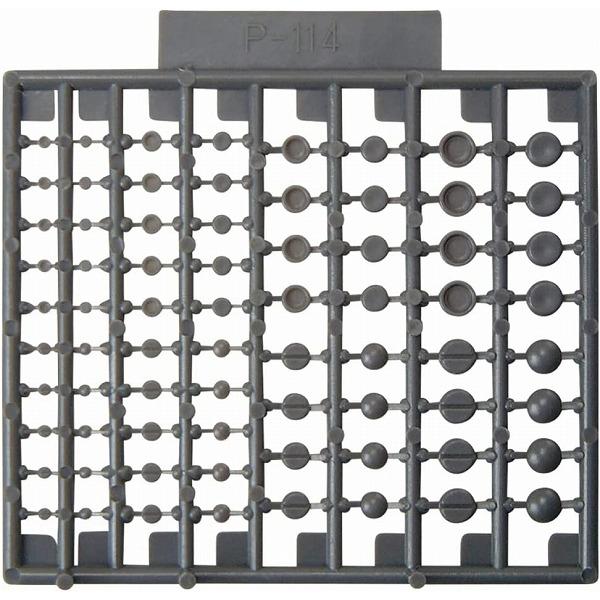 13cm級以上のメカに適した球面・突面 ・凹面・凹に彫られた面のパーツセットです。ランナーにある数値はそれぞれの直径サイズ（mm）を表しております。