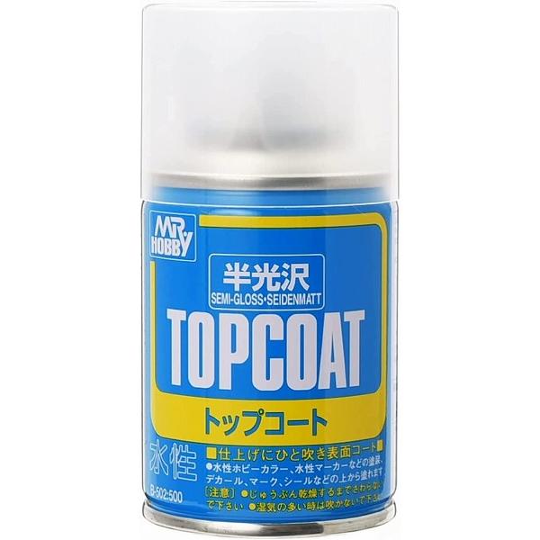 GSIクレオス 「Mr.トップコート 半光沢 水性スプレー 88ml」 模型用仕上材です。表面仕上げ用コート剤です。塗装したモデルの最終仕上げに、さっとひと吹きするだけで効果を発揮します。水性ですから、スライドマーク(デカール)の上から塗っ...
