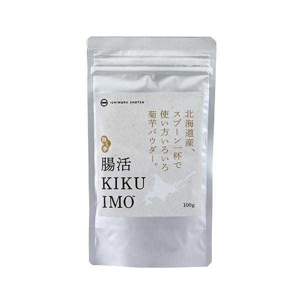「腸活KIKUIMO　菊芋パウダー　100g」は、北海道産の菊芋だけで作った菊芋パウダーです。菊芋には特有成分のイヌリン(水溶性食物繊維の一種)が含まれています。サラサラとしたパウダーで、ほんのりした甘味があります。ヨーグルトやサラダのトッ...