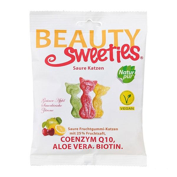 「リブインコンフォート　ビューティースウィーティーズ　サワーキャッツ　125g」は、ナチュラルな素材を使用した栄養機能食品（ビオチン）のグミです。口に入れた瞬間に広がる心地よい酸味と、フルーティーでジューシーな味わいを楽しめる一品。25％の...