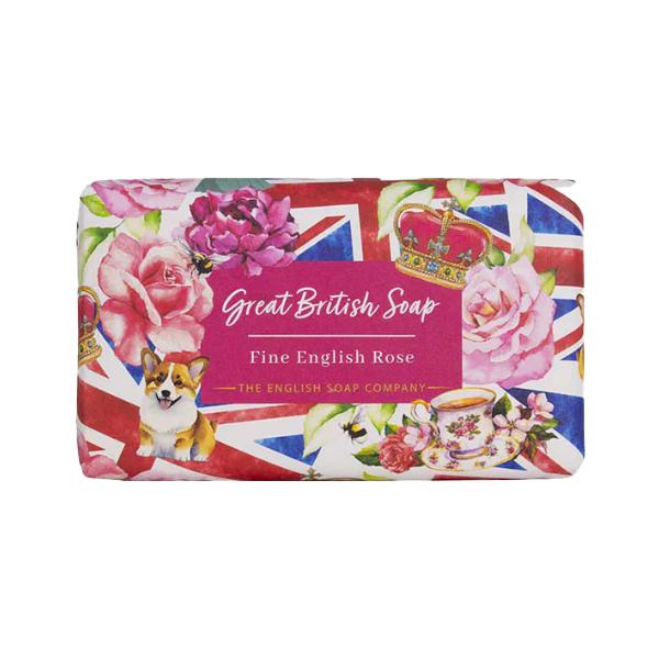 「ザ・イングリッシュソープカンパニー　グレートブリティッシュ　シアバターソープ　ファインイングリッシュローズ　190g」は、ピュアベジタブルオイルをベースに植物性のグリセリンやシアバターを豊富に含んでおり、3度にわたるブレンディング方法と伝...