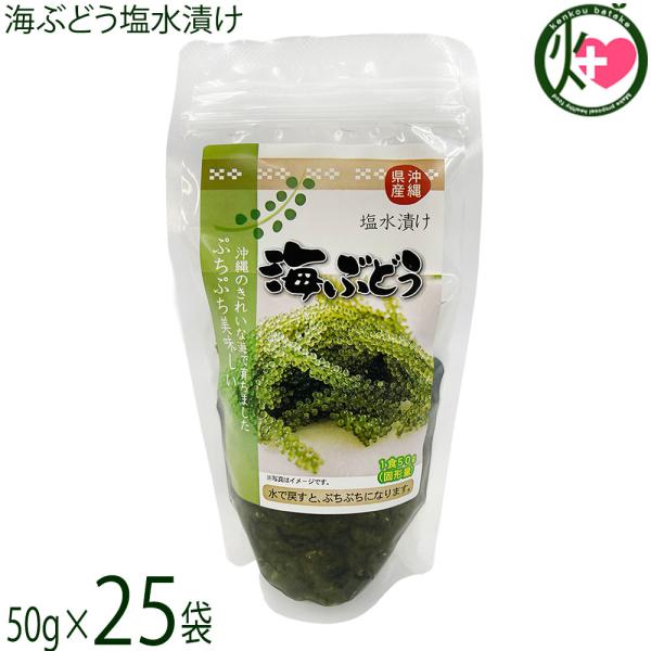 【名称】海ぶどう(塩水漬け)【内容量】50g(固形量)×25袋【賞味期限】製造日より 60日 ※未開封時【保存方法】冷蔵保存(10℃以下)【栄養成分表示】（50g当り）エネルギー 2kcal、たんぱく質 0.3g、脂質 0.1g、炭水化物 ...