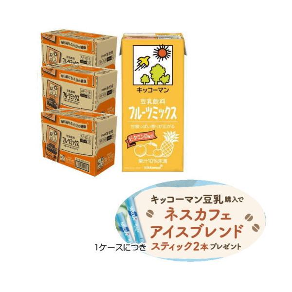 りんご、パイナップル、オレンジ、みかんの果汁をブレンドしたフルーティーな味わいの豆乳です。ビタミンD（2.5μg）を配合しております。・広告文責（健康デパート・0120-007-773）・メーカー名（キッコーマンソイフーズ株式会社）※パッケ...